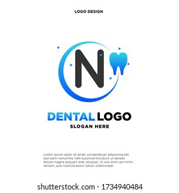 Initial Letter N Dental Logo Design Stock Vector (Royalty Free ...