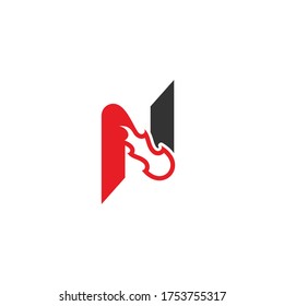 Initial Letter N Logo Fire Design Stock Vector (Royalty Free ...