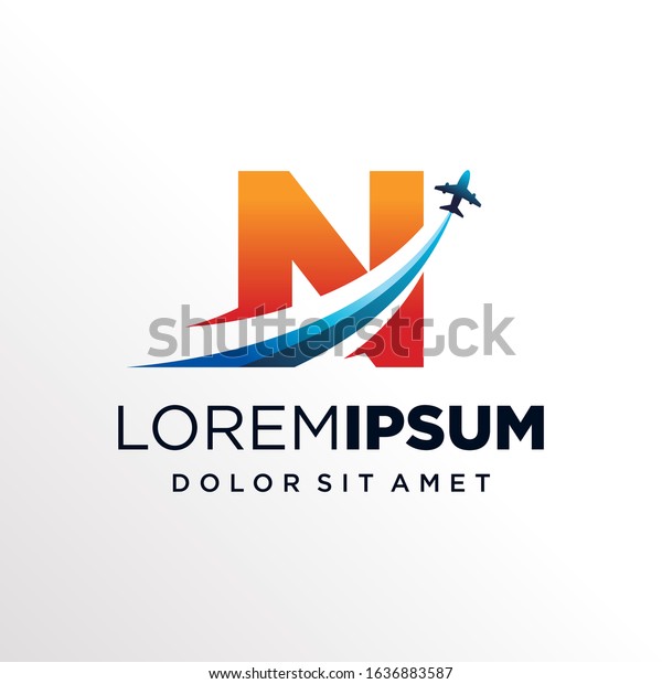 Initial Letter N Plane Travel Logo Stock Vector (Royalty Free ...