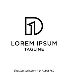 Initial Letter Number Logo D 1 Stock Vector (Royalty Free) 1471505762 ...