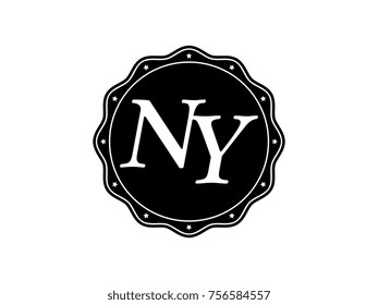 Initial Letter Ny Monogram Logo Black Stock Vector (Royalty Free ...