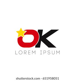 Initial Letter Ok Yellow Star Logo Stock Vector (Royalty Free ...