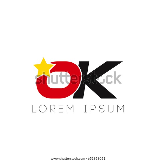Initial Letter Ok Yellow Star Logo Stock Vector (Royalty Free ...