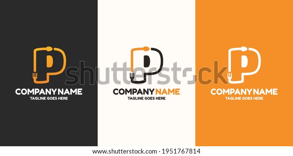 Initial Letter P Food Logo Design Stock Vector (Royalty Free ...