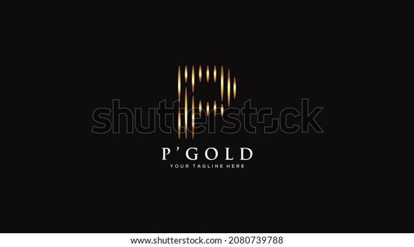 Initial Letter P Gold Logo Design Stock Vector (Royalty Free ...