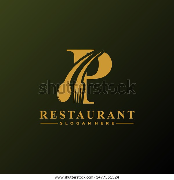 Initial Letter P Logo Spoon Fork Stock Vector (Royalty Free) 1477551524 ...