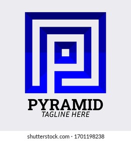 Initial Letter P Pyramid Square Logo Stock Vector (Royalty Free ...
