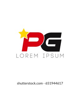 Initial Letter Pg Yellow Star Logo Stock Vector (Royalty Free ...