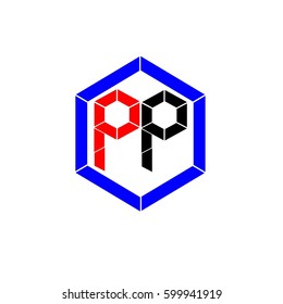 Initial Letter Pp Red Black Color Stock Vector (Royalty Free) 599941919 ...