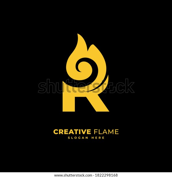 Initial Letter R Flame Logo Vector Stock Vector (Royalty Free ...