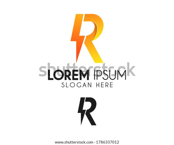 Initial Letter R Lightning Logo Design Stock Vector (Royalty Free ...
