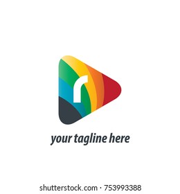 Initial Letter R Triangle Design Logo: vector de stock (libre de ...