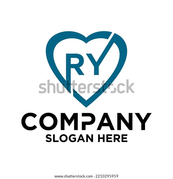 Initial Letter R Y Love Shape Stock Vector (Royalty Free) 2210295959 ...