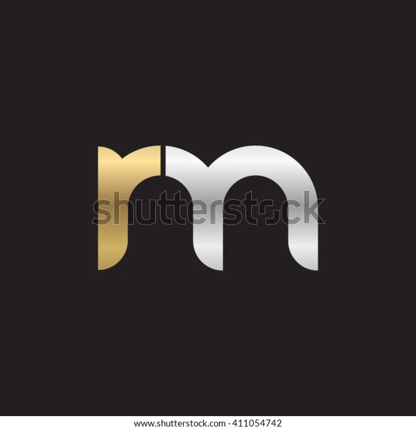 initial letter rm linked round lowercase logo gold silver black background initial letter rm linked round lowercase logo gold silver black background