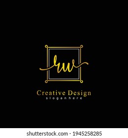 Initial Letter Rw Calligraphy Handwritten Logo Stock Vector (Royalty ...