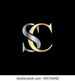 Letra inicial logotipo SC diseño naranja: vector de stock (libre de ...