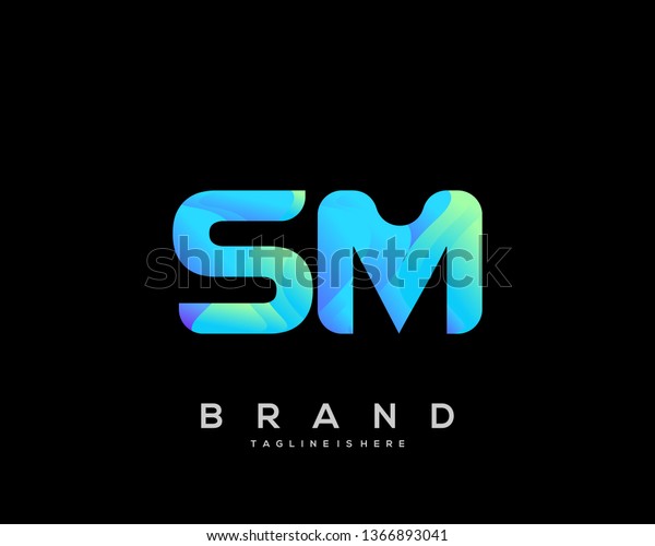 Initial Letter Sm Logo Colorful Background Stock Vector (Royalty Free ...