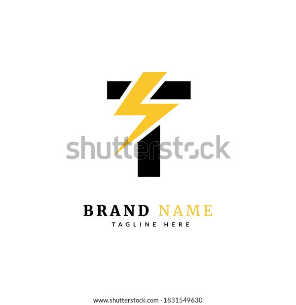 Initial Letter T Electricity Logo Icon Stock Vector (Royalty Free ...