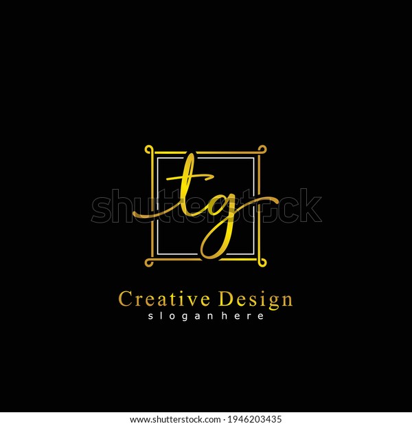 Initial Letter Tg Calligraphy Handwritten Logo Stock Vector (Royalty ...