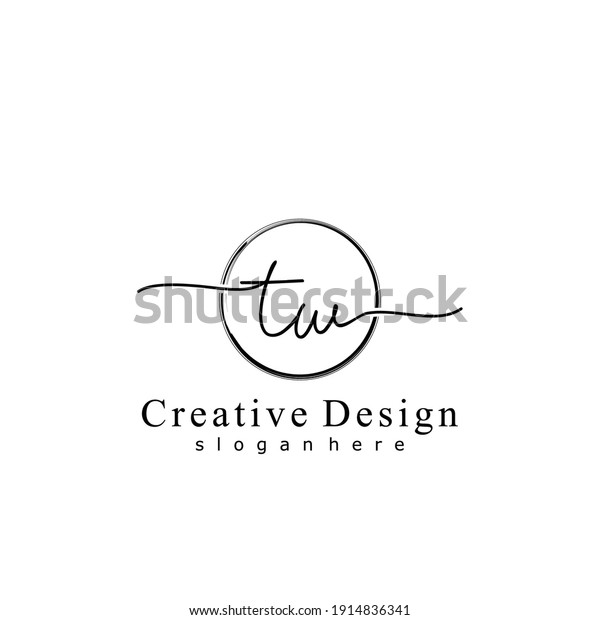 Initial Letter Tw Calligraphy Handwritten Logo Stock Vector (Royalty ...
