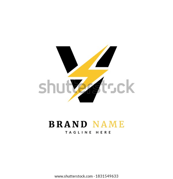 Initial Letter V Electricity Logo Icon Stock Vector (Royalty Free ...