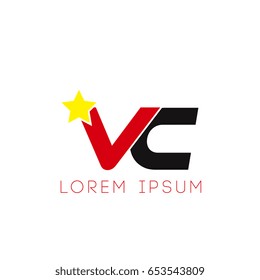 Vektor Stok Initial Letter Vo Yellow Star Logo (Tanpa Royalti ...