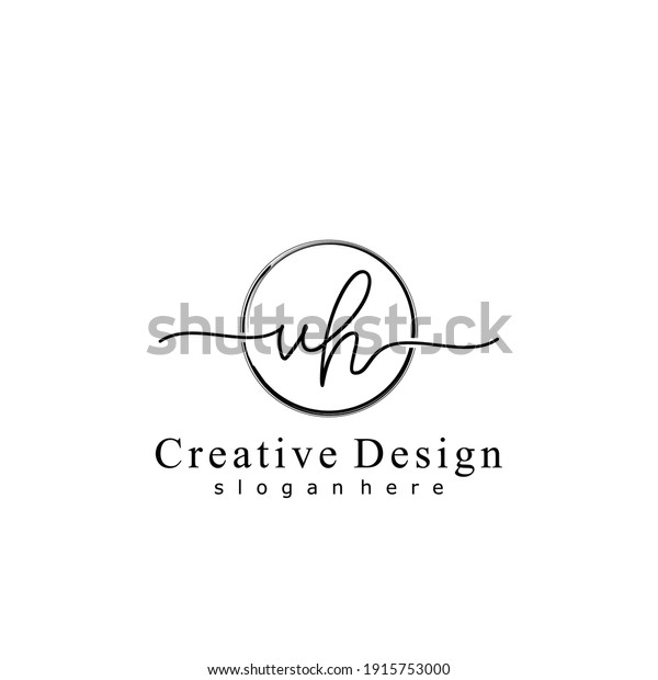 Initial Letter Vh Calligraphy Handwritten Logo Stock Vector (Royalty ...