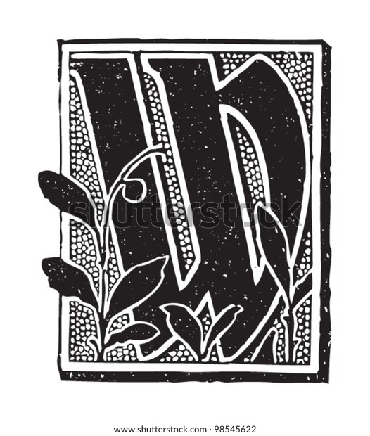 Initial Letter W Vintage Illustrations Die Arkivvektor (royaltyfri ...