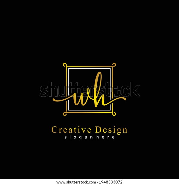 Initial Letter Wh Calligraphy Handwritten Logo Stock Vector (Royalty ...