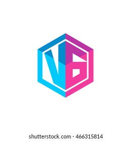 Initial Letters Vg Hexagon Box Shape: vector de stock (libre de ...