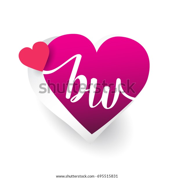 Initial Logo Letter Bw Heart Shape Stock Vector (Royalty Free ...