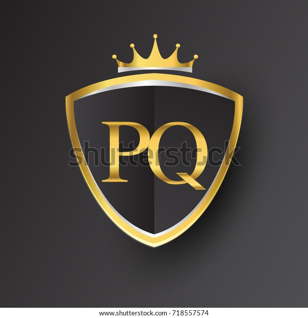 Initial Logo Letter Pq Shield Crown Stock Vector (Royalty Free) 718557574