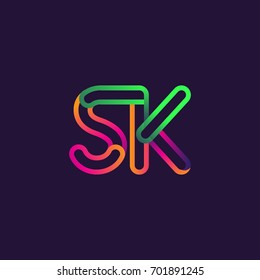 Initial Logo Letter Sk Linked Outline Stock Vector (Royalty Free ...