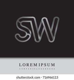 Initial Logo Letter Sw Linked Outline Stock Vector (Royalty Free ...