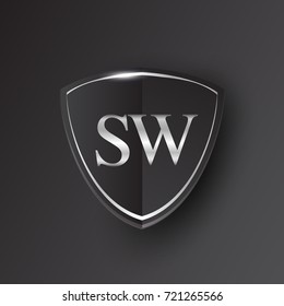 Initial Logo Letter Sw Shield Icon Stock Vector (Royalty Free ...