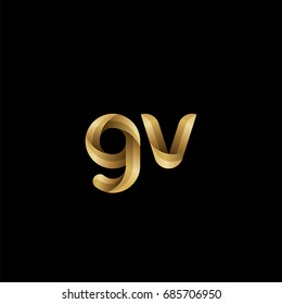 Initial Lowercase Letter Gv Curve Rounded Stock Vector (Royalty Free ...