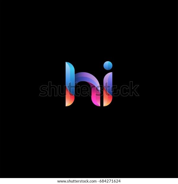 Initial Lowercase Letter Hi Curve Rounded Stock Vector (Royalty Free ...
