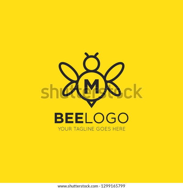 Initial M Letter Bee Logo Vector Stock Vector (Royalty Free) 1299165799 ...