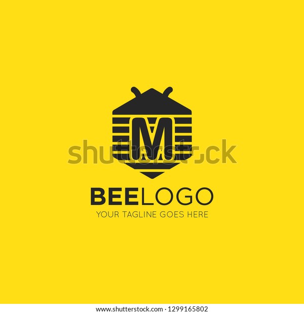 Initial M Letter Bee Logo Vector Stock Vector (Royalty Free) 1299165802 ...