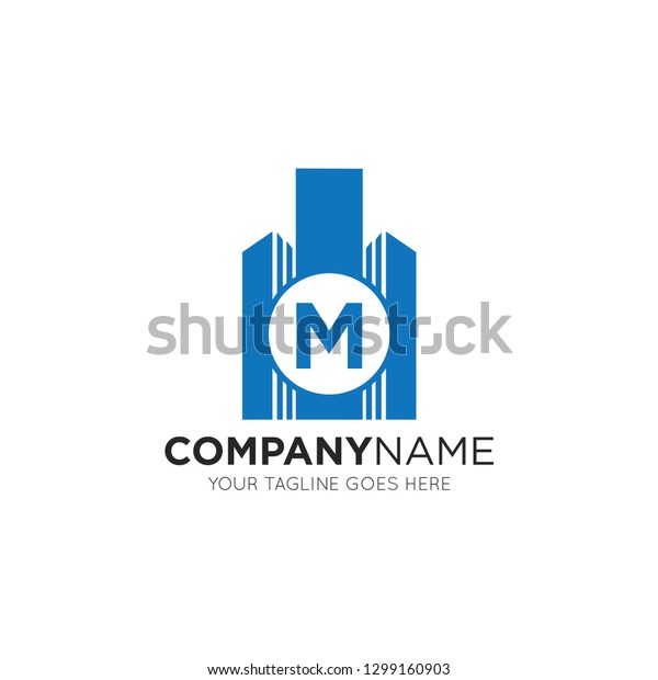 Initial M Letter Building Logo Vector Stock Vector (Royalty Free ...