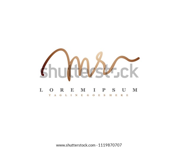 Initial M R signature logo, letter logo with copper color.