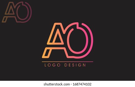 Initial Middle Line Ao Letter Logo Stock Vector (Royalty Free ...