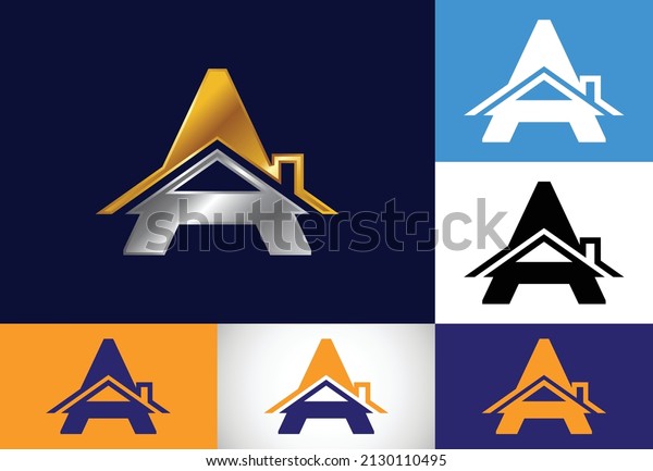 Initial Monogram Alphabet Roof Home House Stock Vector (Royalty Free ...