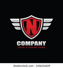 Initial N Shield Wing Logo Template Stock Vector (Royalty Free ...