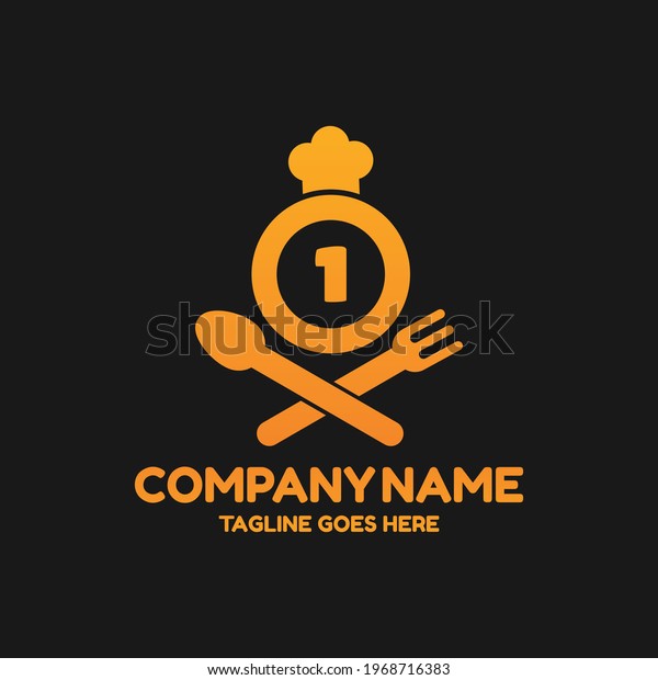 Initial Number 1 Food Logo Design Stock Vector (Royalty Free ...