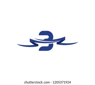 Initial Number 3 Blue Ribbon Swoosh Stock Vector (Royalty Free ...