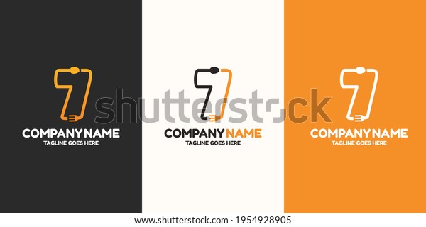 Initial Number 7 Food Logo Design Stock Vector (Royalty Free ...