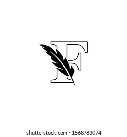 Initial Outline Letter F Logo Feather Stock Vector (Royalty Free ...