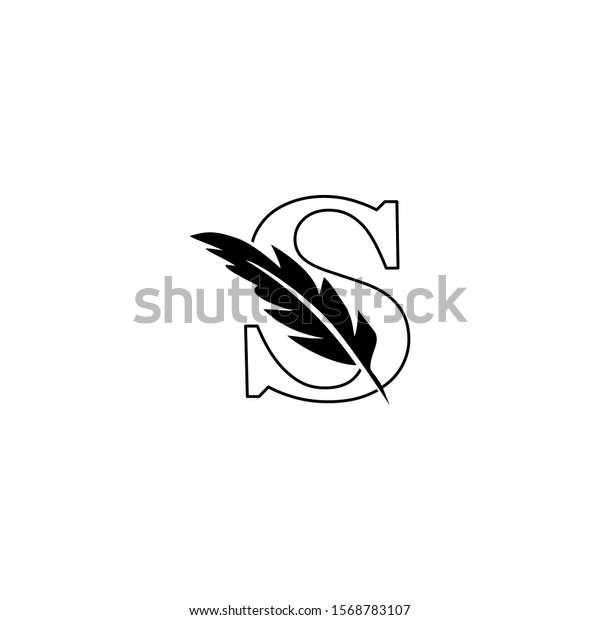 Initial Outline Letter S Logo Feather Stock Vector (Royalty Free ...