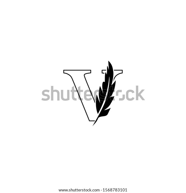 Initial Outline Letter V Logo Feather Stock Vector (Royalty Free ...